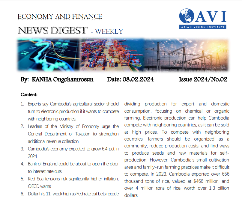 AVI ECONOMY AND FINANCE WEEKLY NEWS DIGEST | ISSUE: 2024, No. 02 - Asian Vision institute
