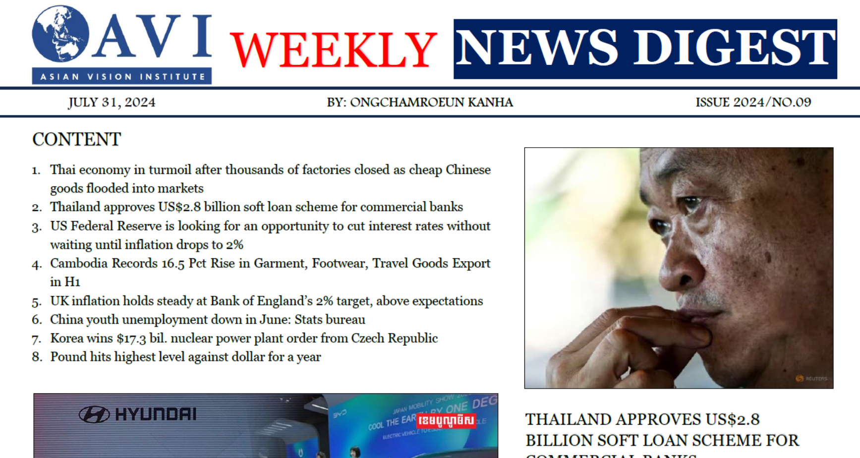 AVI ECONOMY AND FINANCE WEEKLY NEWS DIGEST | ISSUE: 2024, NO. 09 - Asian Vision institute